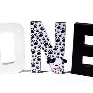 Dalmatian Birthday Party, Block Letters, Black and White Birthday, Dog ...