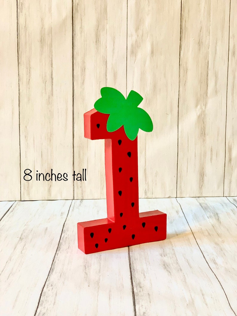 Strawberry Party Strawberry Birthday Block Numbers First - Etsy