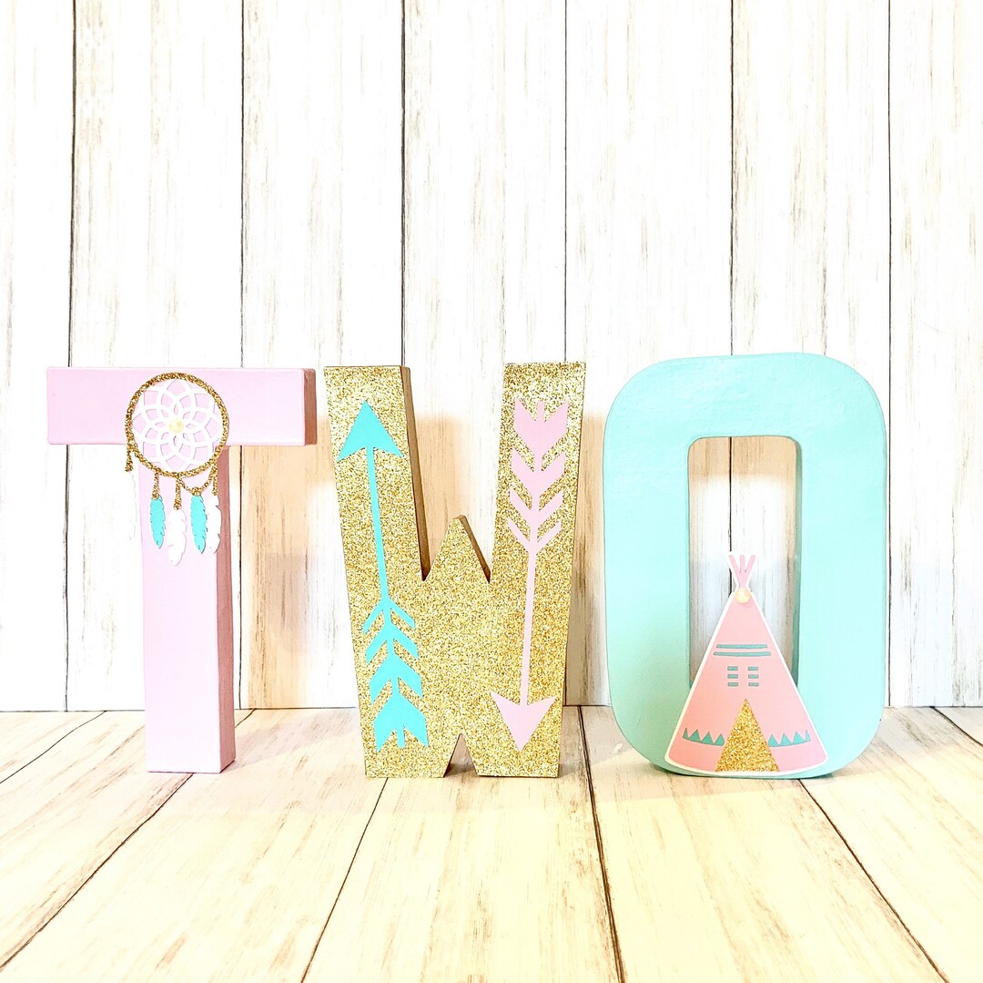 Two Wild Letter Centerpiece: Boho Tribal Birthday Decor - Etsy