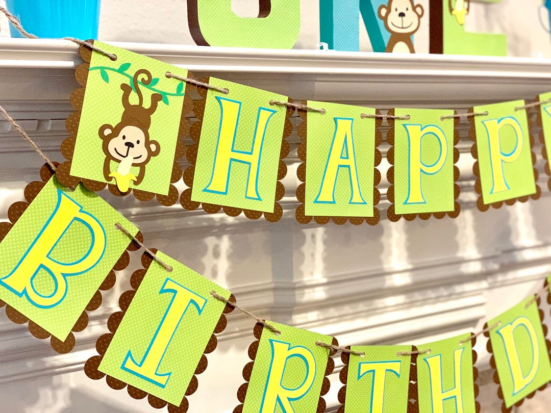 Monkey Banner, Monkey Party Decorations, First Birthday, Monkey ...