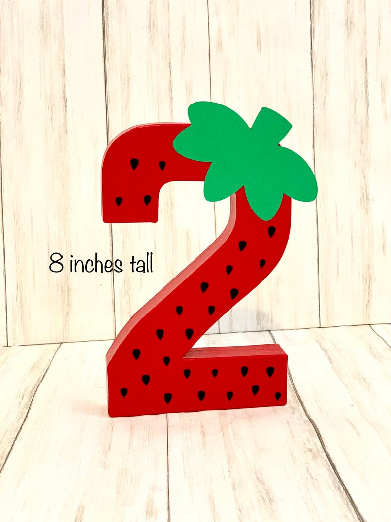 Strawberry Party Strawberry Birthday Block Numbers First - Etsy