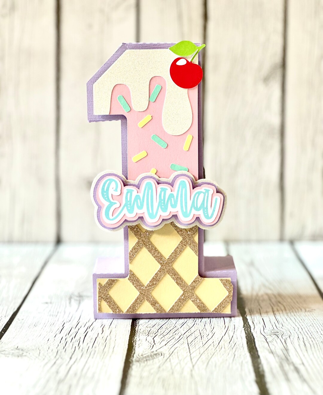 Ice Cream Party, 3D Number, Personalized Cardstock Number, 3D Letter ...
