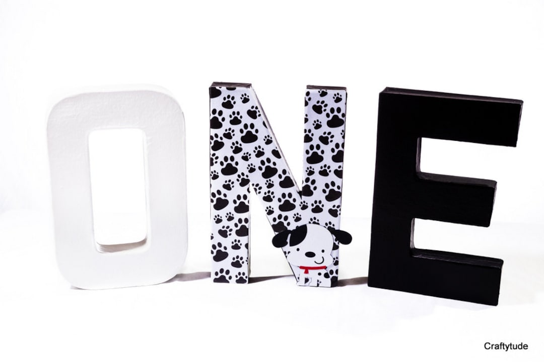 Dalmatian Birthday Party, Block Letters, Black and White Birthday, Dog ...