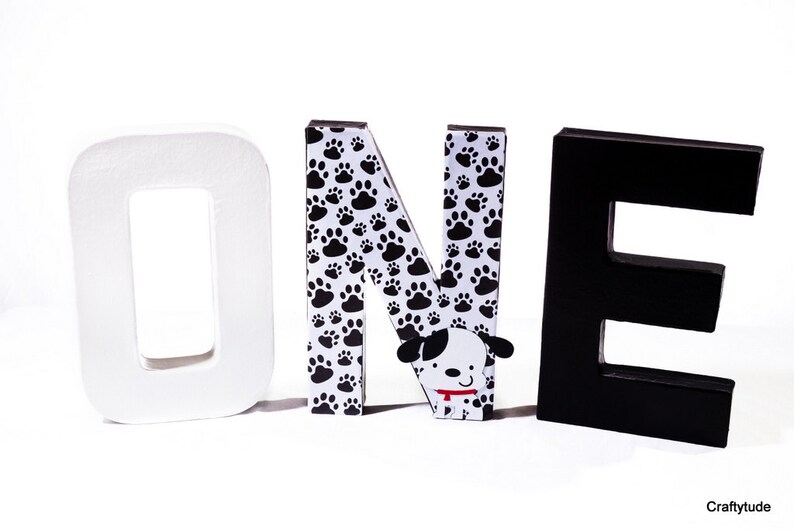 Dalmatian Birthday Party Block Letters Black and White - Etsy