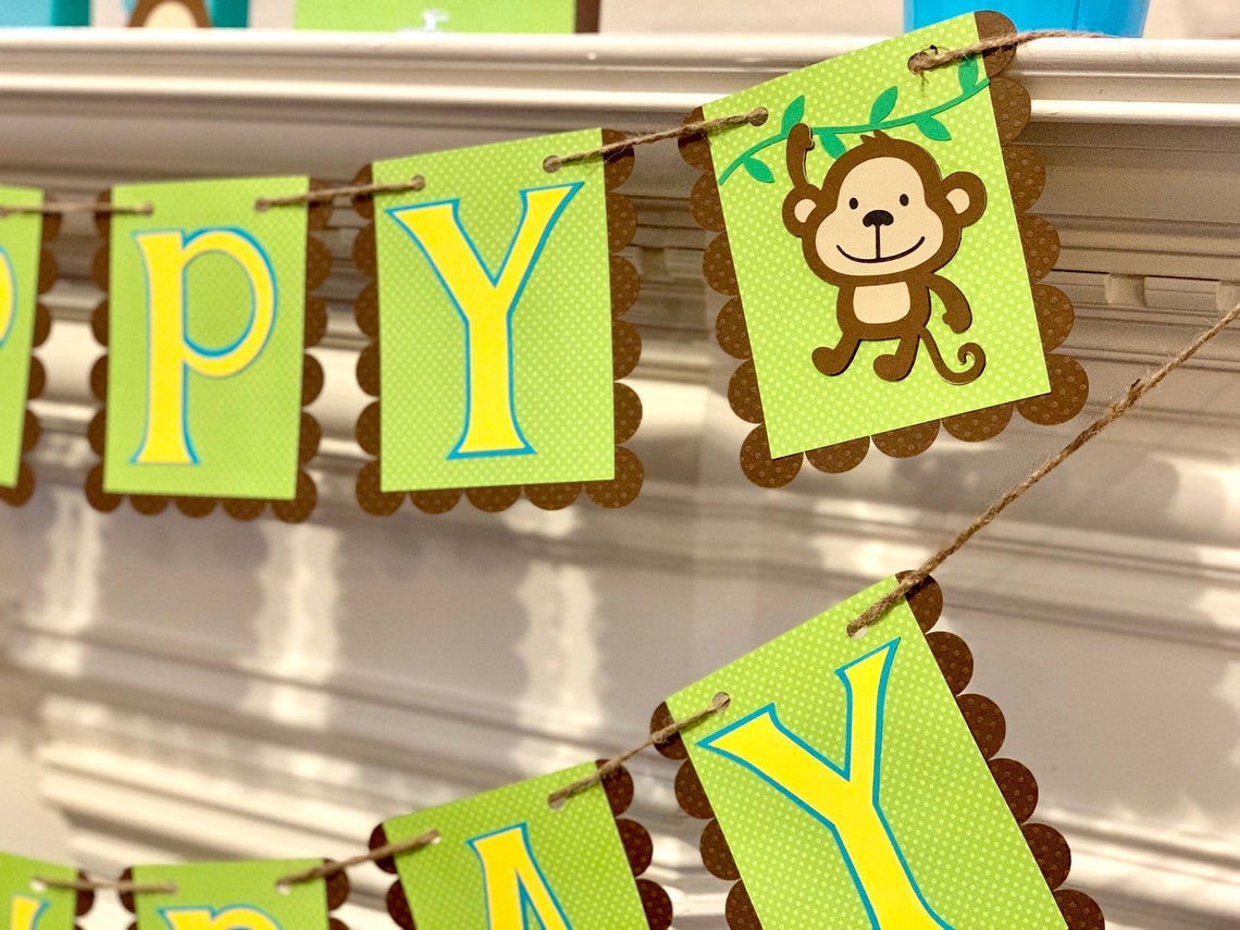Monkey Banner Monkey Party Decorations First Birthday - Etsy