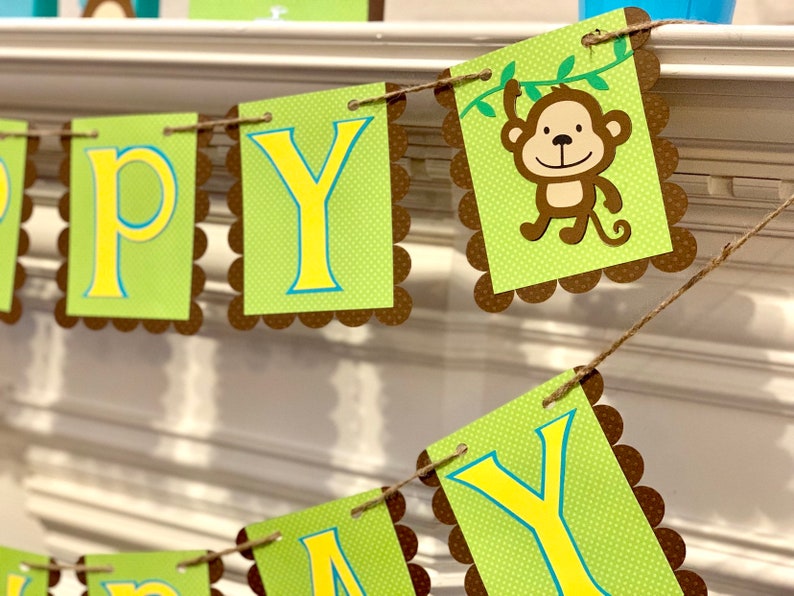 Monkey Birthday Banner: Jungle Party Photo Prop - Etsy