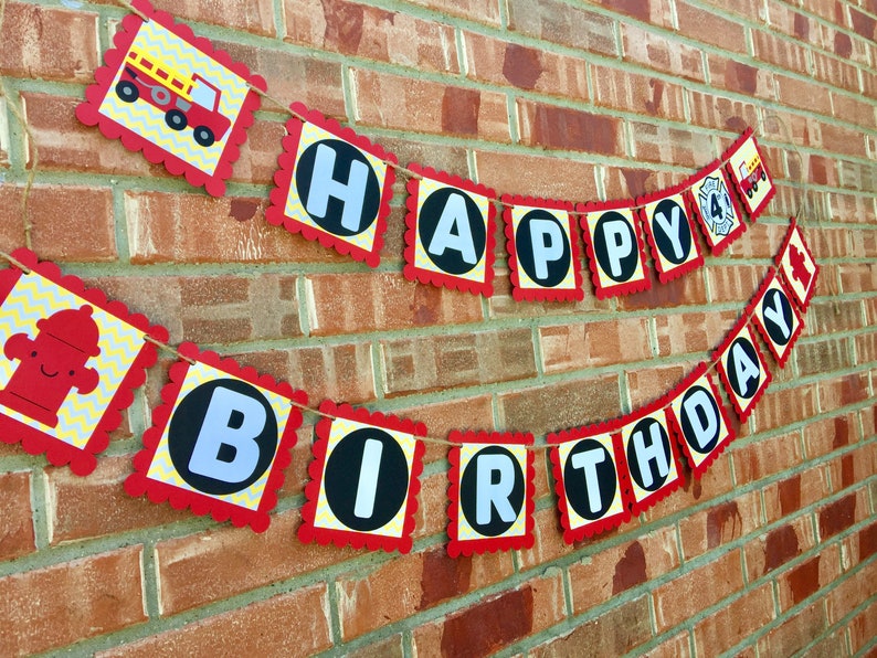 Firefighter Birthday Banner Fire Truck Birthday Party Fire - Etsy