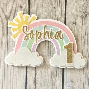 Rainbow Birthday Cake Topper, Rainbow Party Decorations, Birthday Photo ...