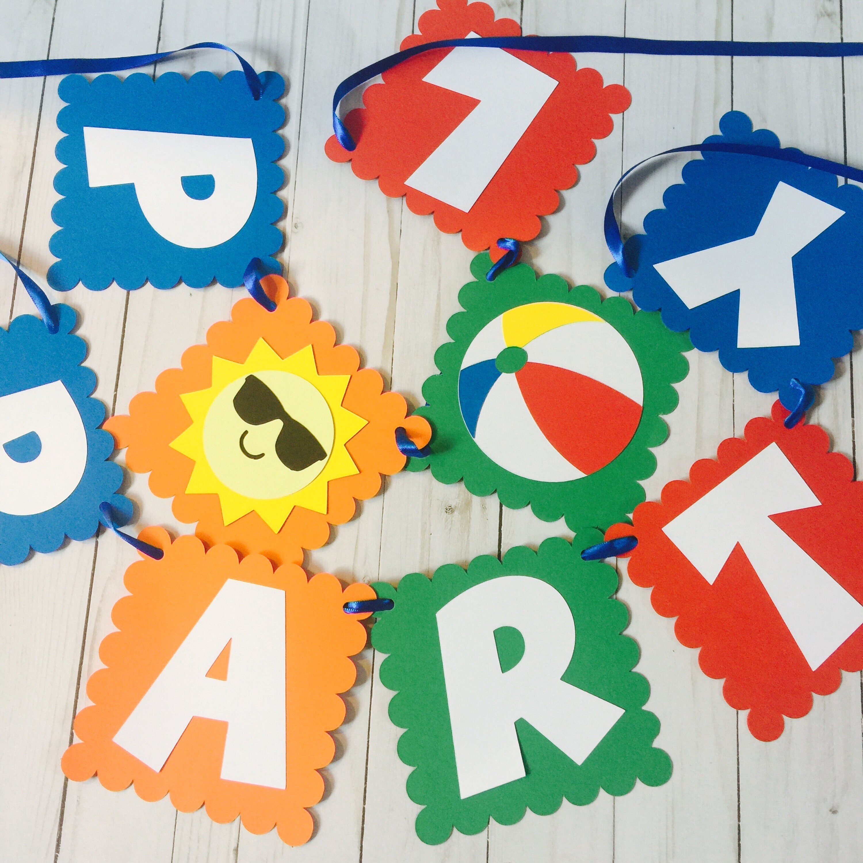 Pool Party Banner Pool Party Decorations Happy Birthday | Etsy