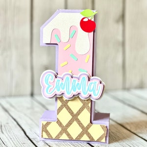 Ice Cream Party, 3D Number, Personalized Cardstock Number, 3D Letter ...