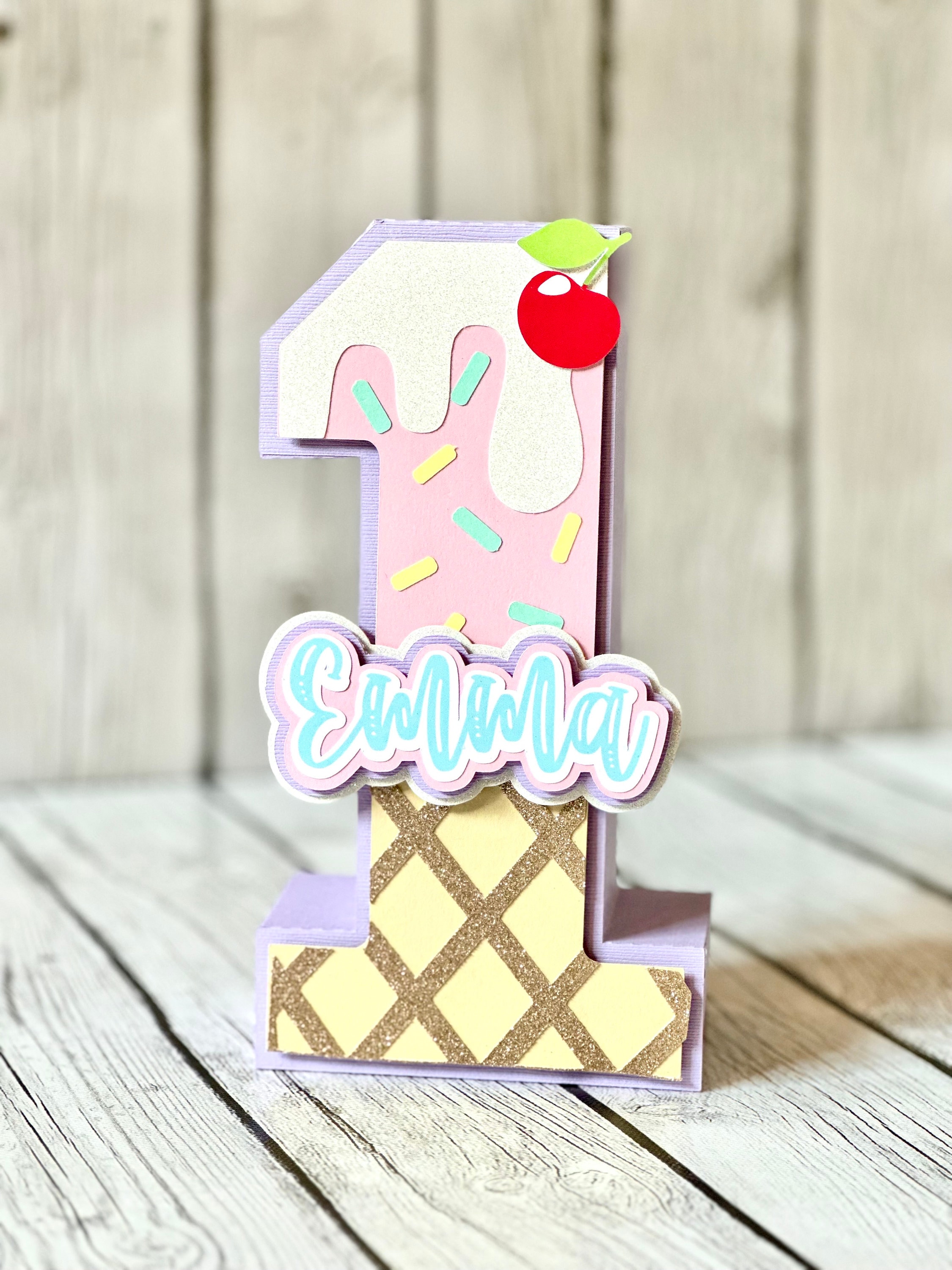 Ice Cream Birthday Number: Personalized 3D Cardstock Party Decor - Etsy
