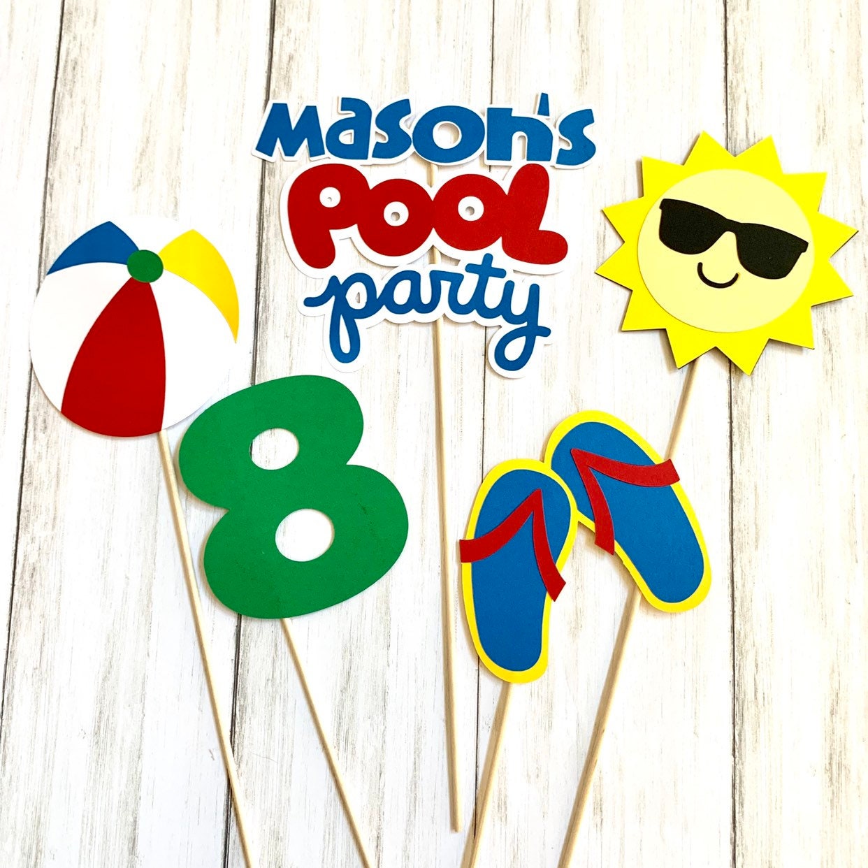 Pool Party Centerpiece Sticks: Summer Birthday Photo Props - Etsy