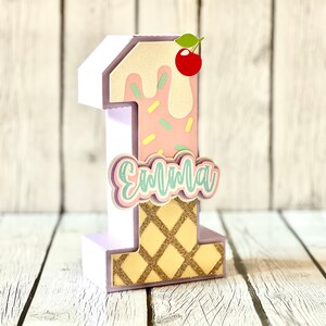 Ice Cream Party, 3D Number, Personalized Cardstock Number, 3D Letter ...