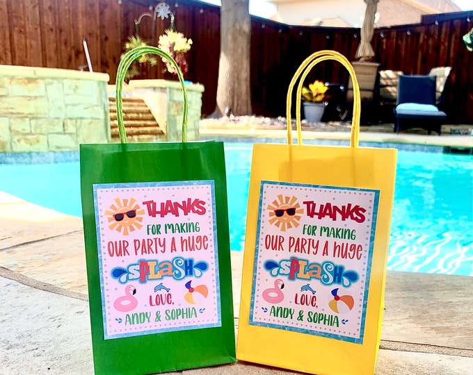 3 Pool Party Gift Bags, Pool Party Favors, Pool Party Treat Bags, Pool ...