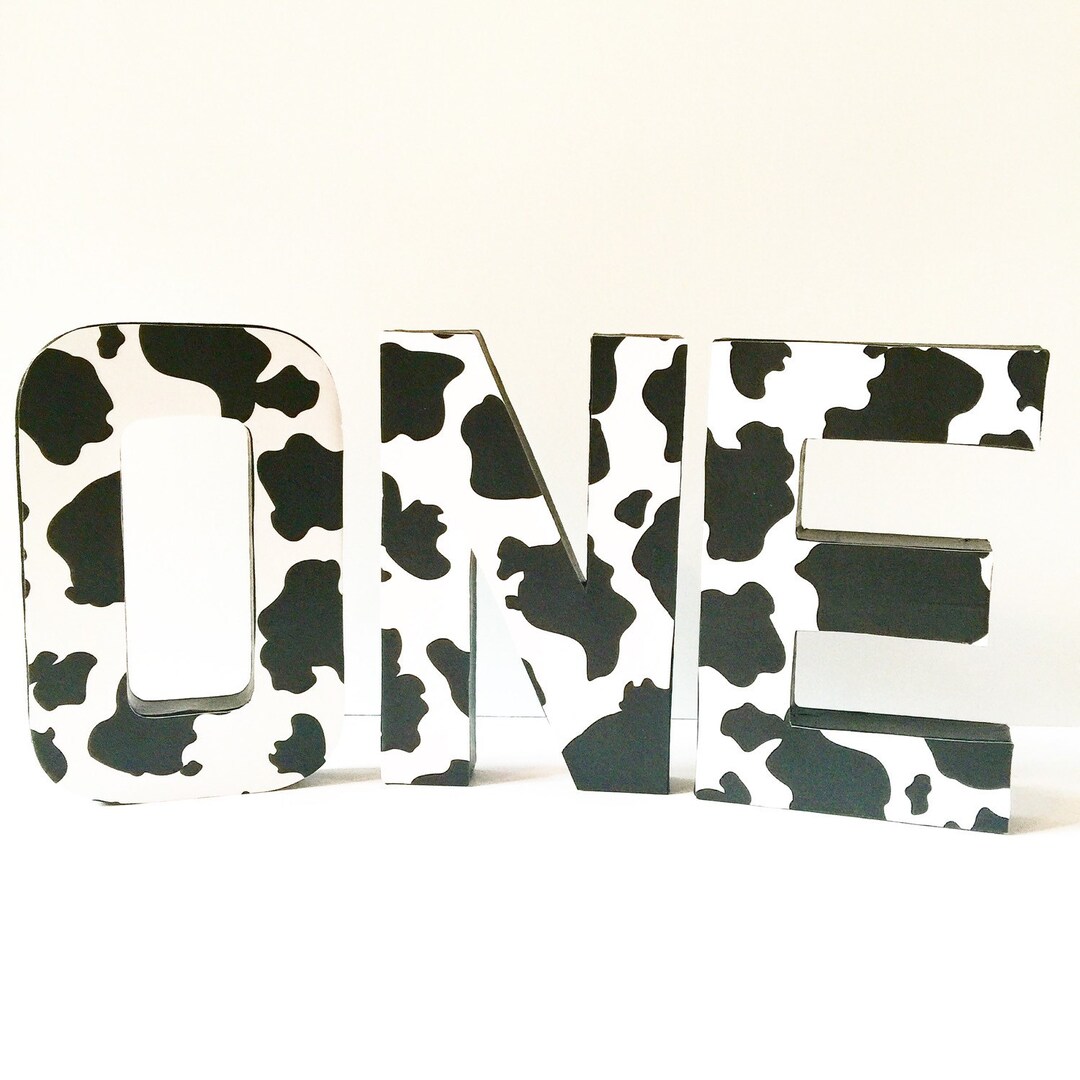 Cow Print Block Letters: Barnyard Party Centerpiece - Etsy