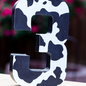 Cow Print Block Number: Farm Party Centerpiece, 8-inch - Etsy