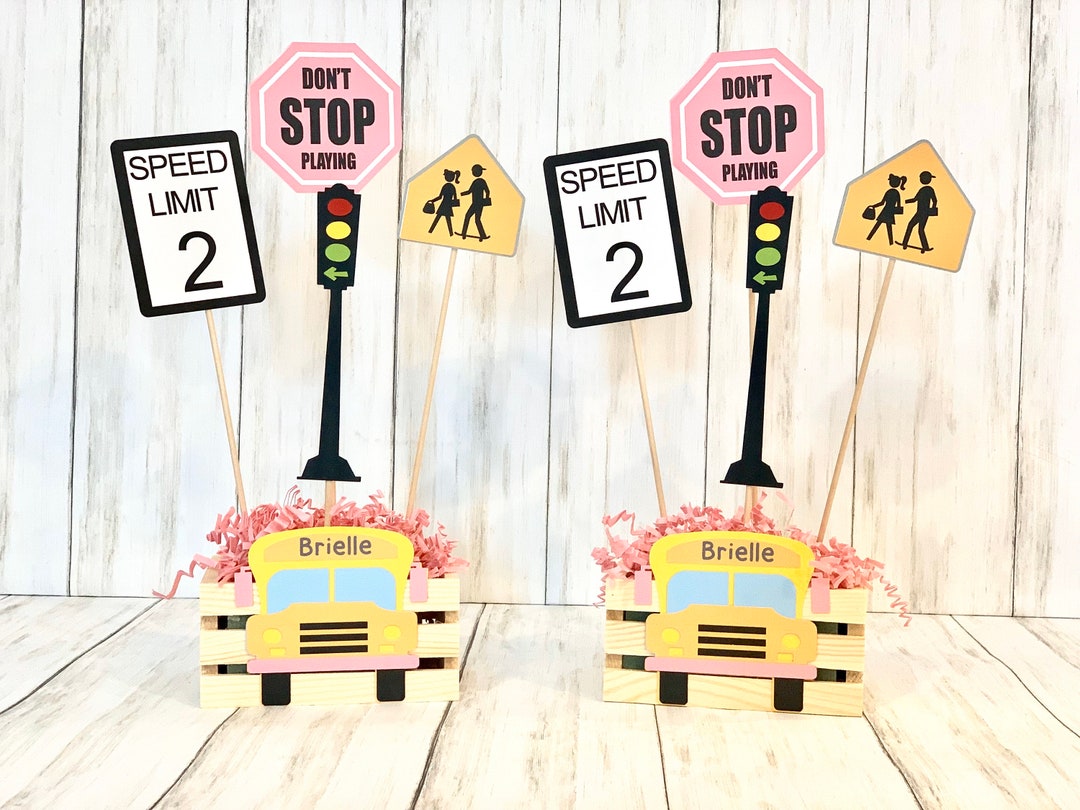 School Bus Centerpiece Set of 2, School Bus Party, School Bus Party ...