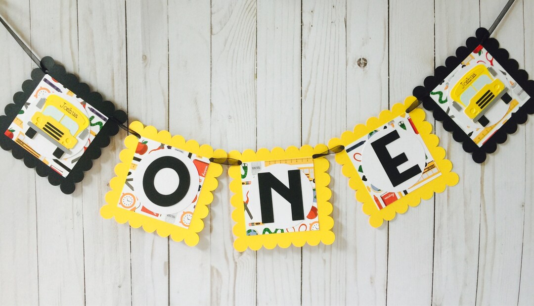 School Bus Banner, Highchair Banner, School Bus Party, School Bus Party ...
