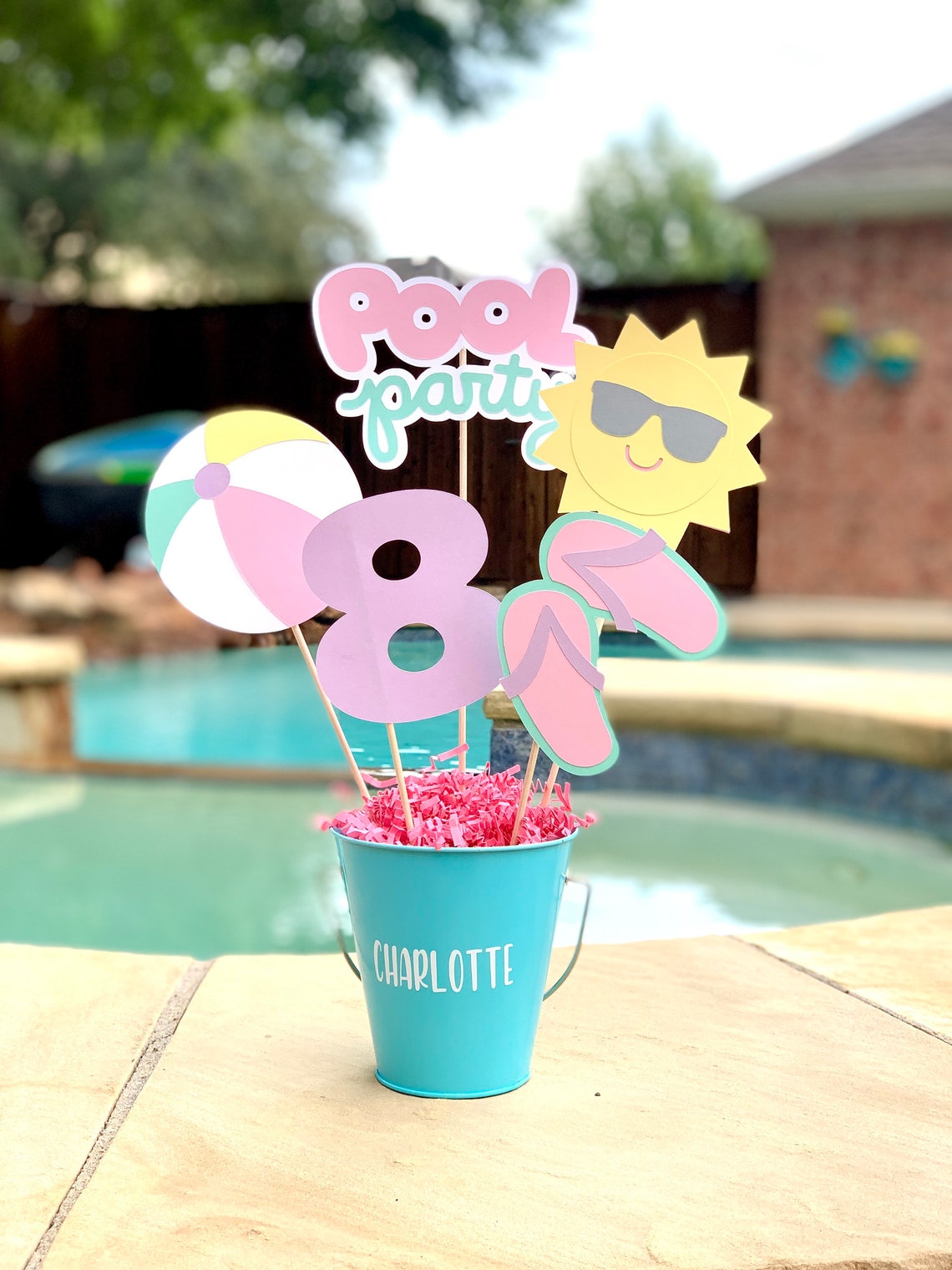 Pool Party Centerpiece: Personalized Birthday Photo Prop - Etsy