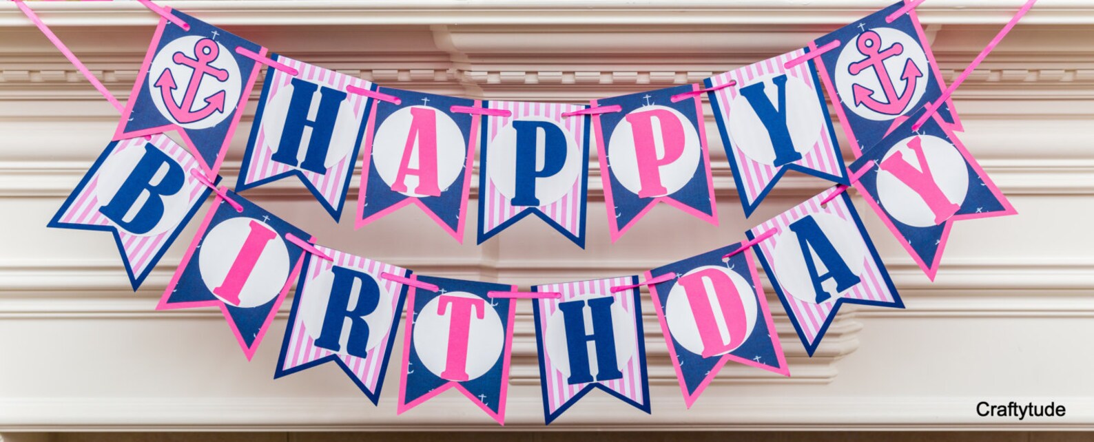 Nautical Party Girly Nautical Birthday Banner Nautical - Etsy