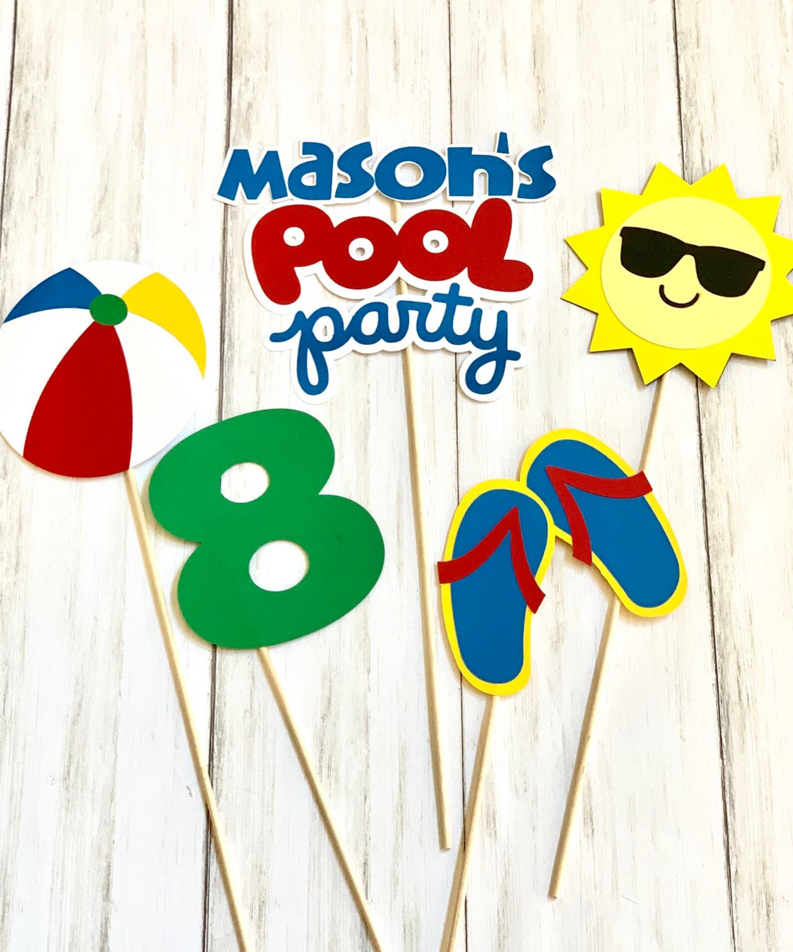 Pool Party Centerpiece Sticks: Summer Birthday Photo Props - Etsy