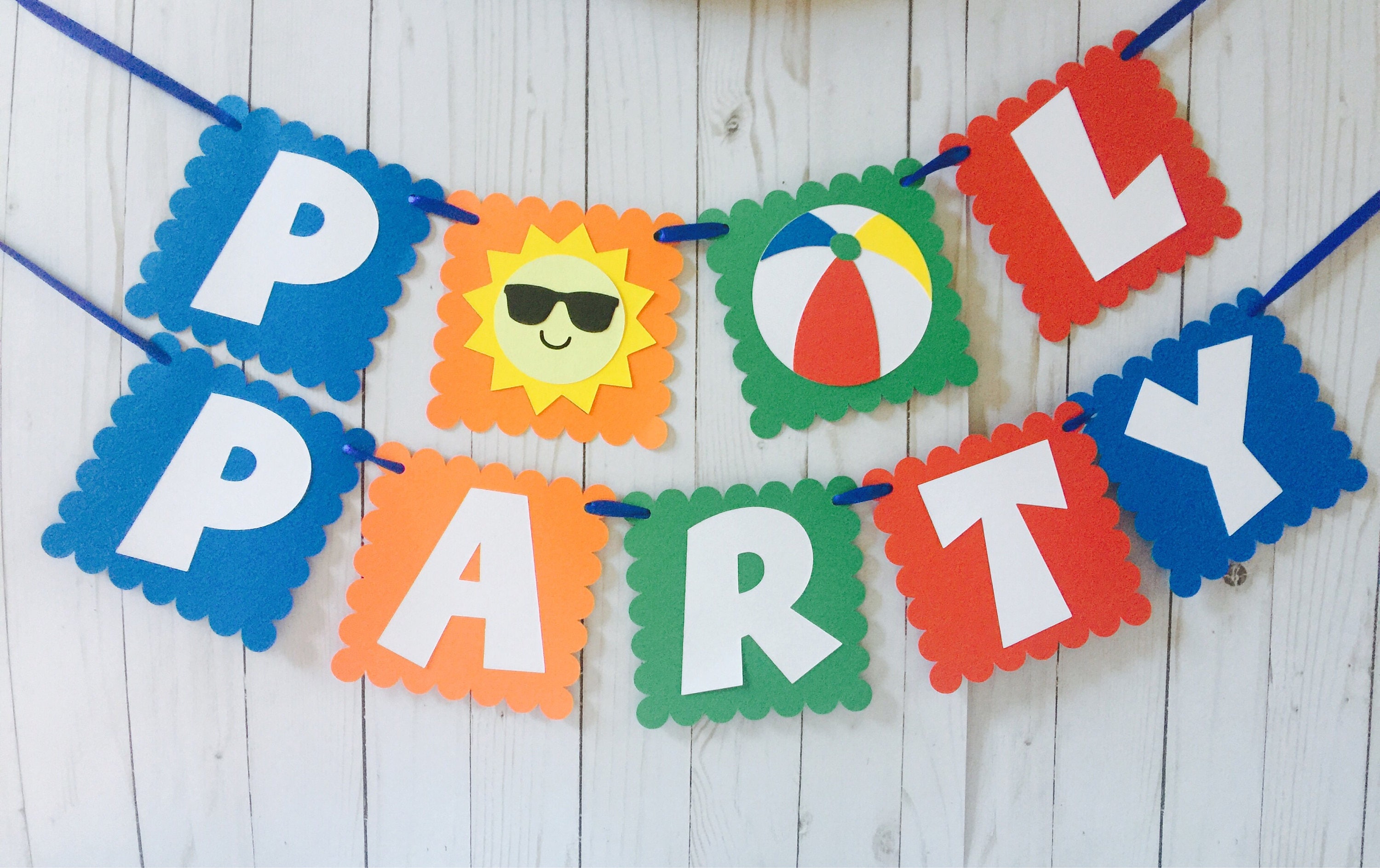 Pool Party Banner Pool Party Decorations Happy Birthday | Etsy