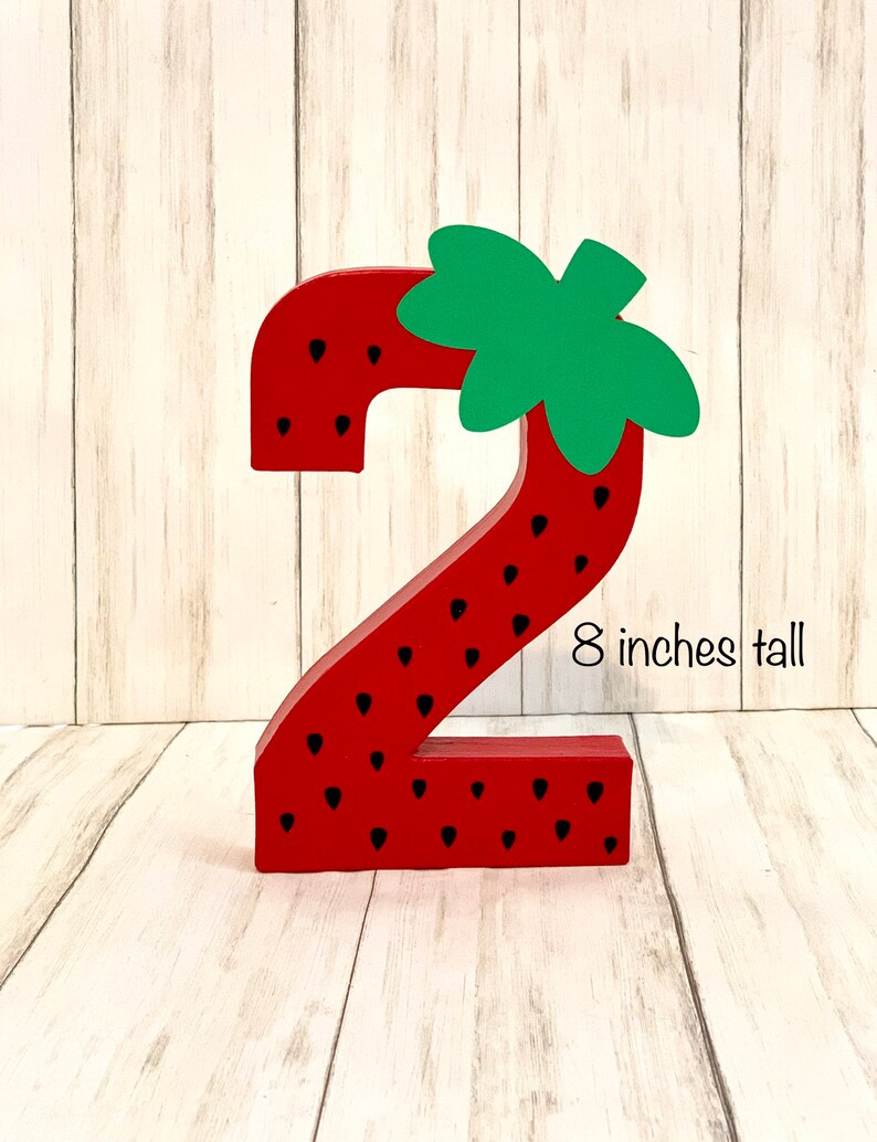 Strawberry Party Strawberry Birthday Block Numbers First - Etsy