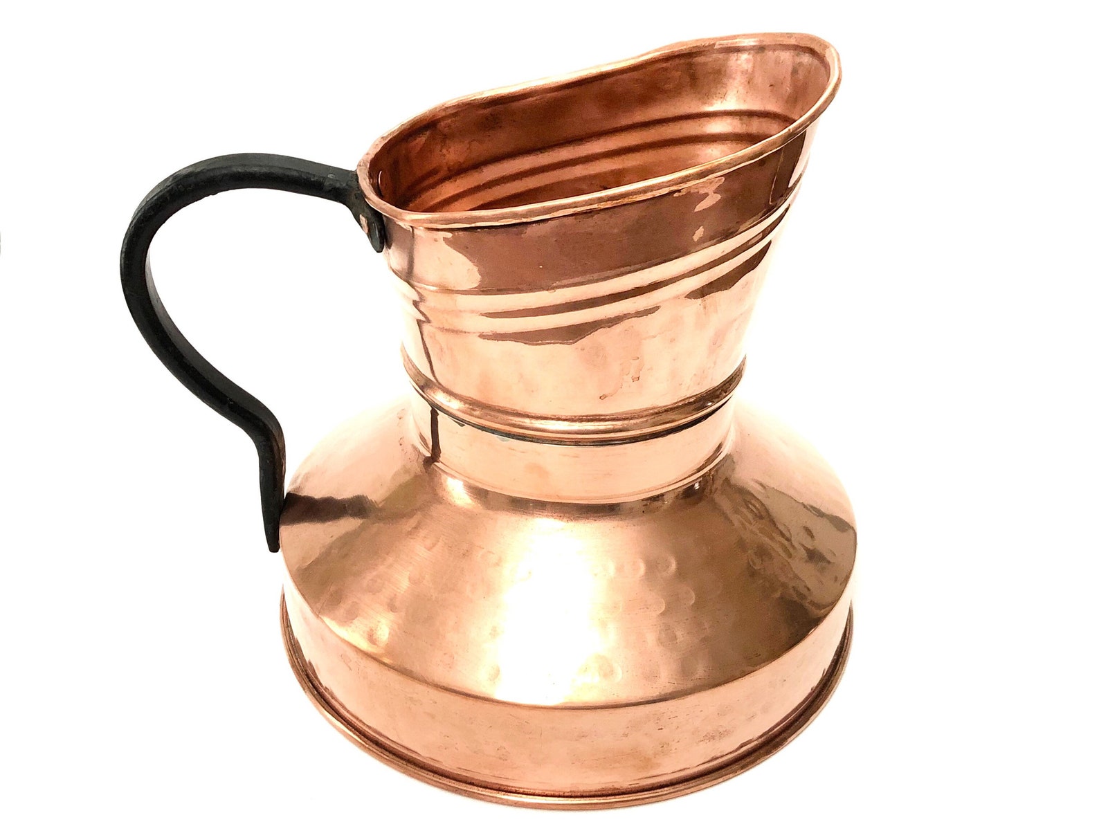 Vintage Hammered Copper Pitcher With Black Handle Rustic - Etsy