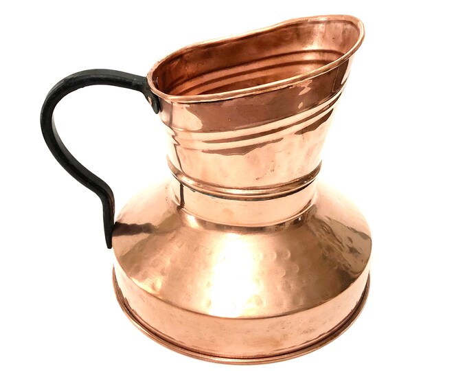 Vintage Hammered Copper Pitcher With Black Handle - Rustic Copper ...