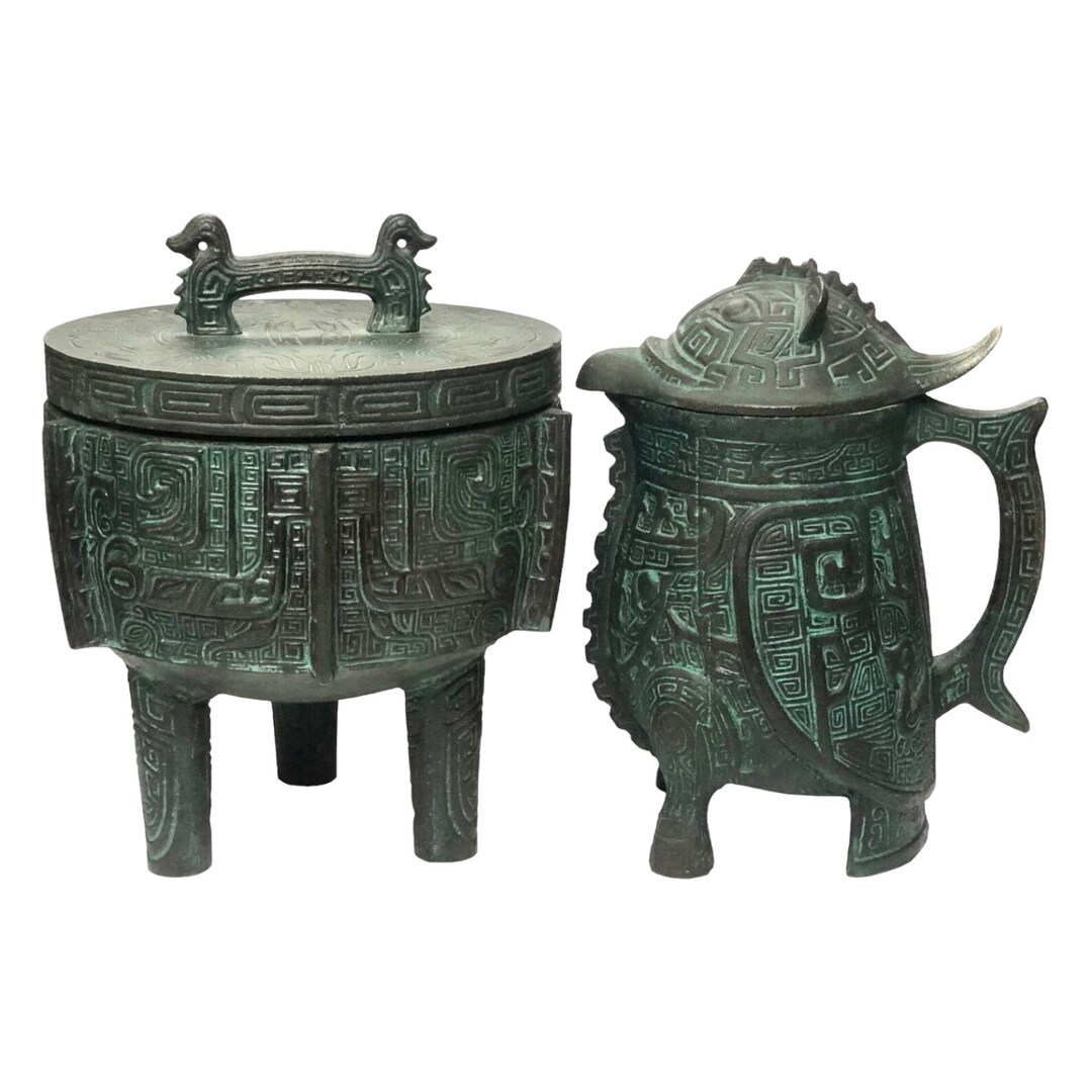 Vintage MCM James Mont Style Asian Ice Bucket and Pitcher Bar Serving ...