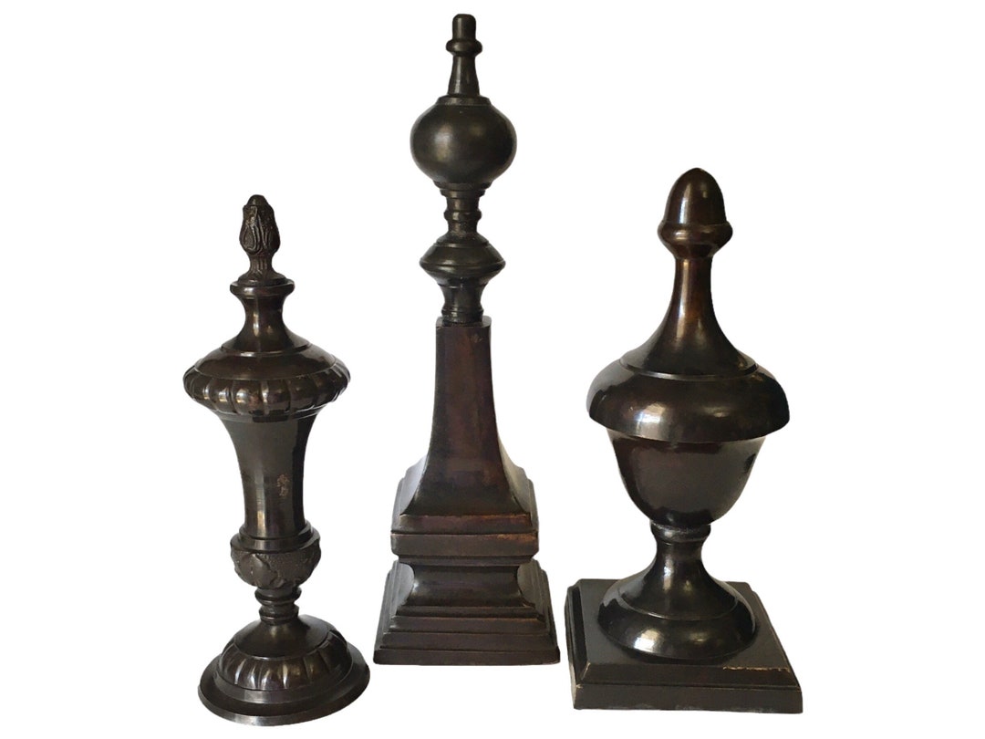 Vintage Set of 3 Bronze Standing Finials Decorative - Etsy