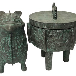 Vintage MCM James Mont Style Asian Ice Bucket and Pitcher Bar Serving ...