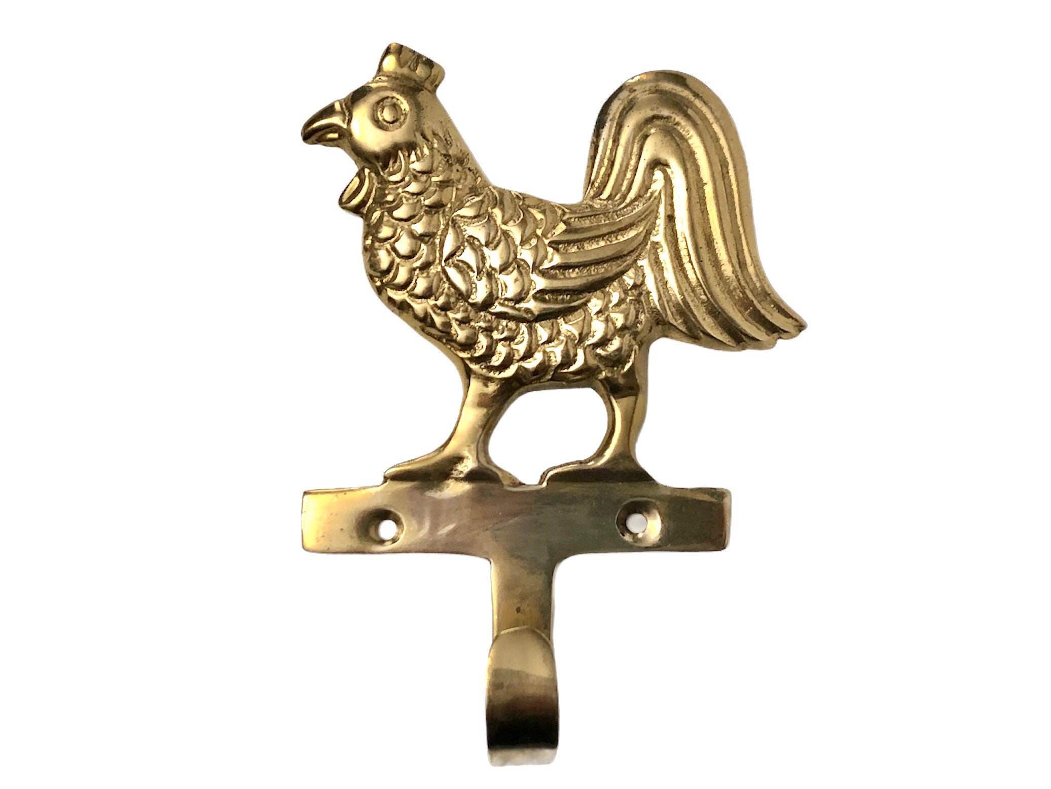 Vintage Brass Rooster or Chicken Wall Hook Country Kitchen | Etsy