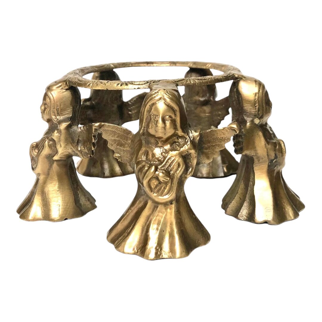 Brass Angels Display Holder Stand - Marble Stone Sphere or Crystal Ball ...