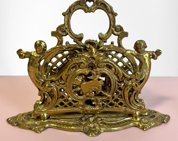 Vintage Ornate Brass Cherub Letter or Mail Holder With 2 Slots - Ornate ...