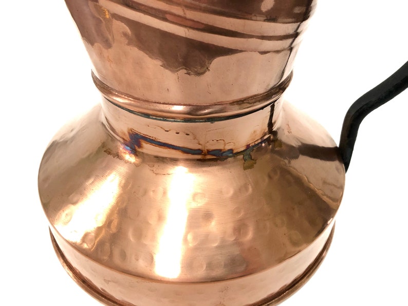 Vintage Hammered Copper Pitcher With Black Handle Rustic - Etsy