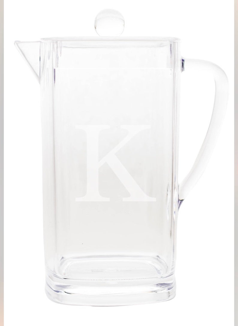 Engraved and Monogrammed Acrylic Pitcher With Cover - Etsy