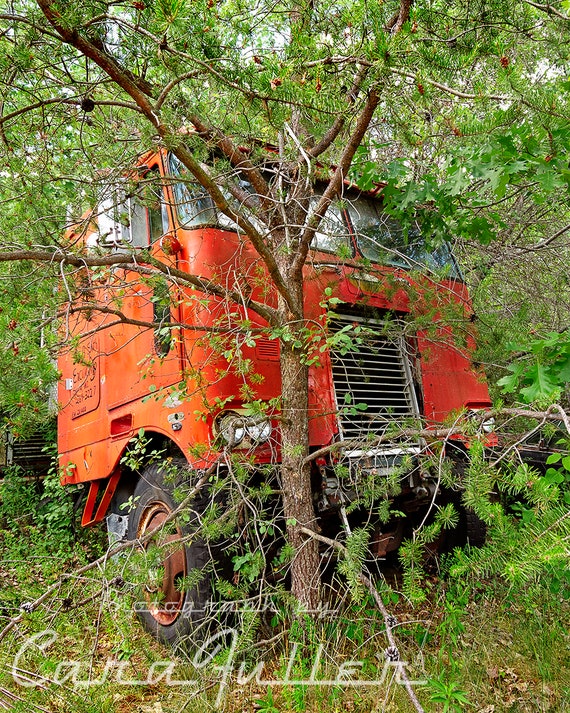 Photograph of a Red Rusty Peterbilt Cab Over Diesel Tractor | Etsy