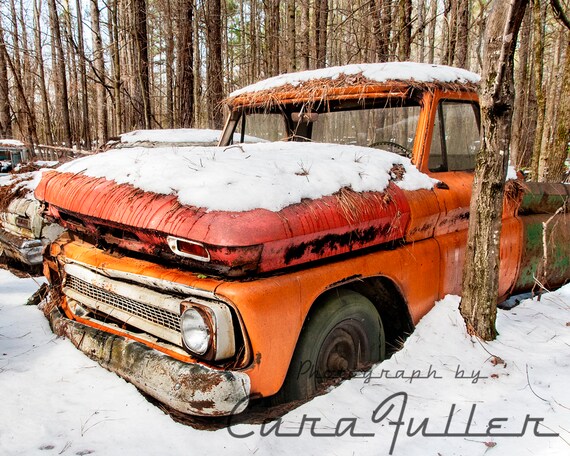 Photograph of an Orange 1964 1966 Chevy C/10 Truck in the | Etsy