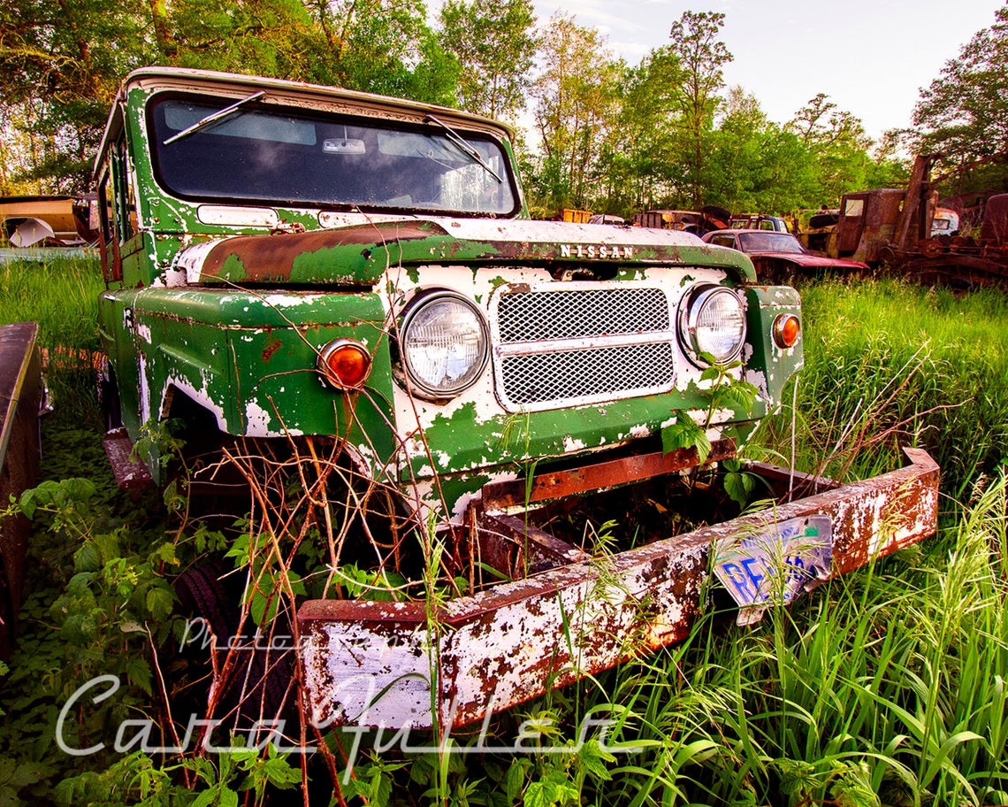 Photograph of a 1962 1969 Rusty Nissan Patrol in the Woods - Etsy