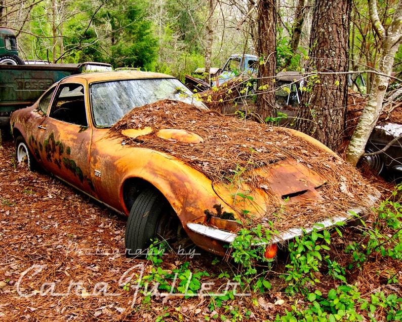 Photograph of the 1970 Opel GT in Woods - Etsy