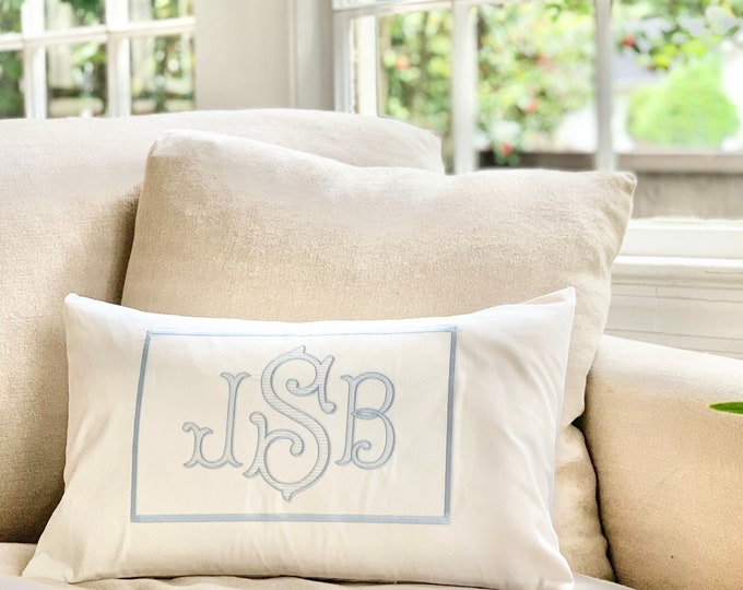 Romanesque 3 Letter Monogrammed Lumbar Accent Inch Pillow Cover (COVER ...