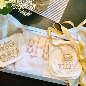 Trio Baby Gift Set - Blanket, Bib, and Burp Cloth - Baby Shower, Baby ...