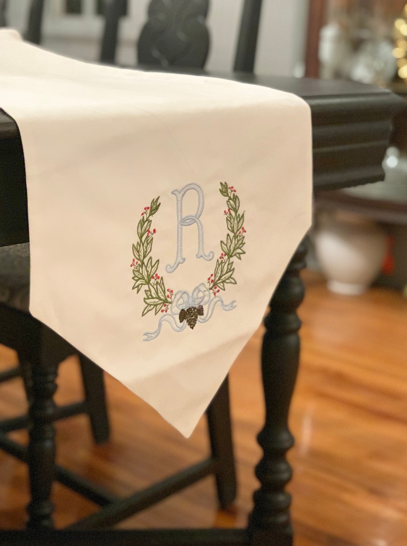 Table Runner With Romanesque Monogram and Holiday Frame - Decor ...