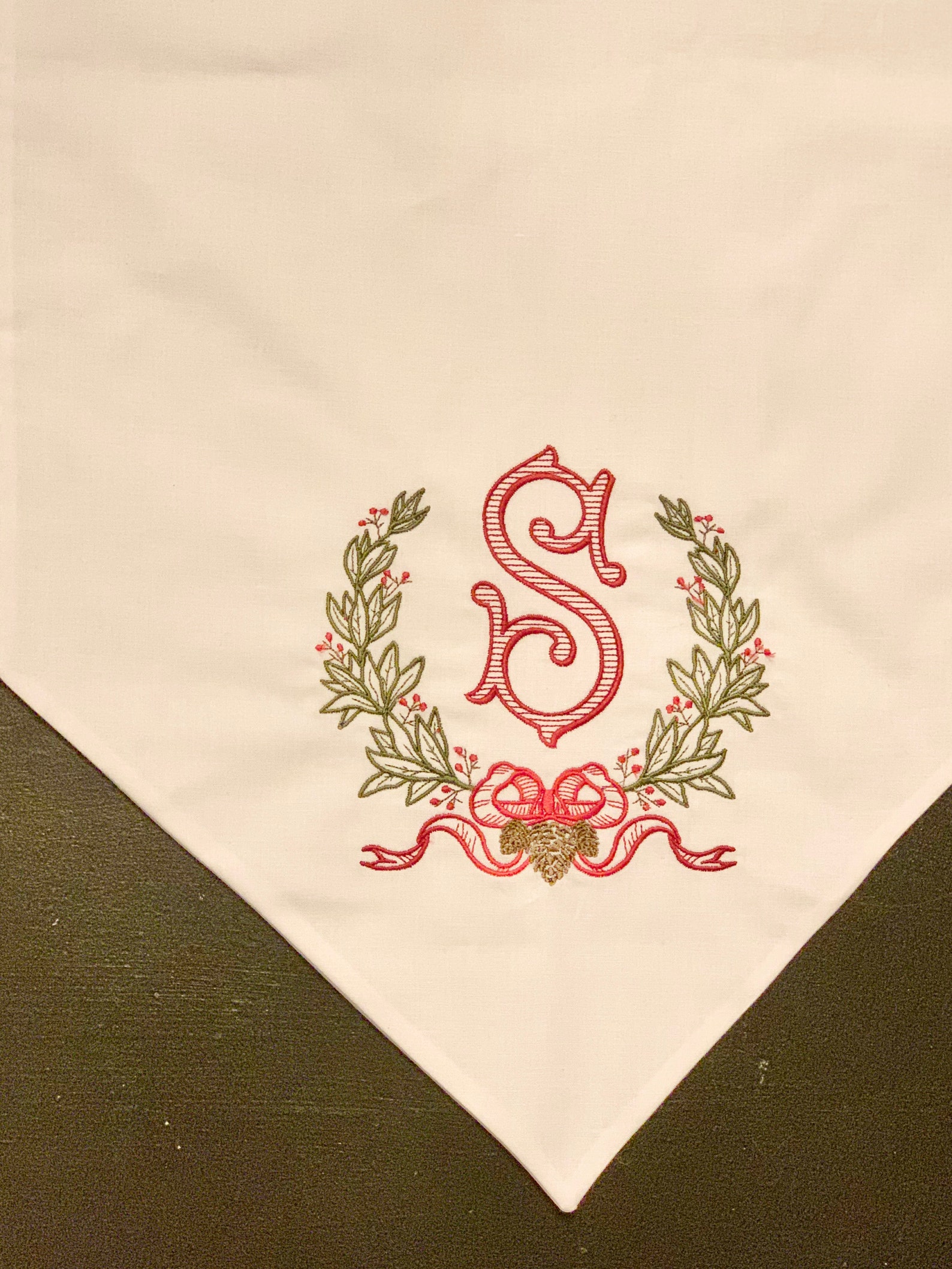 Table Runner With Romanesque Monogram and Holiday Frame Decor ...