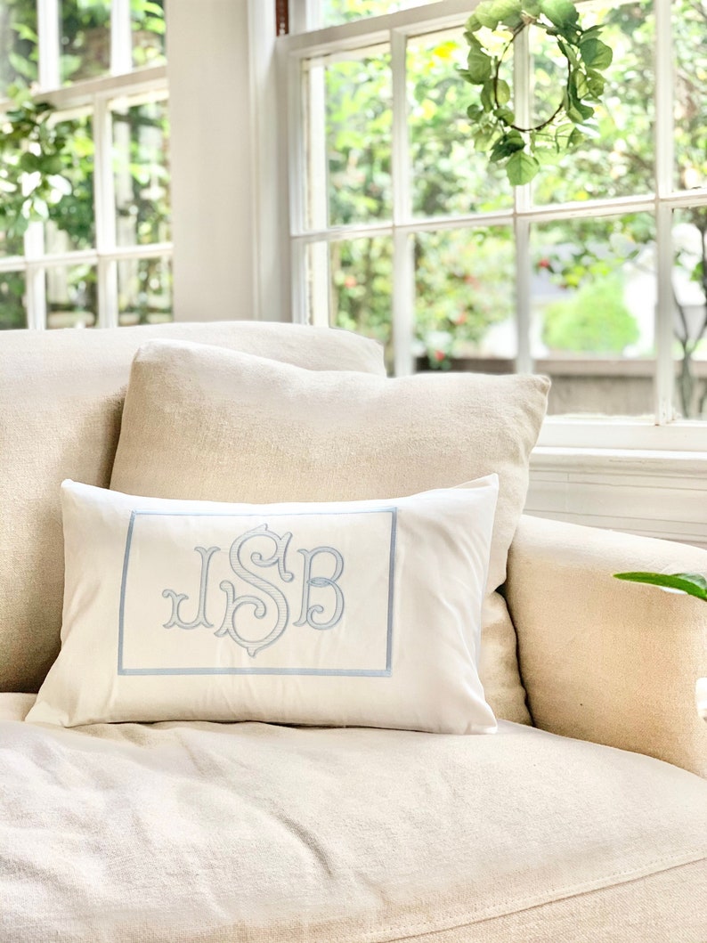 Romanesque 3 Letter Monogrammed Lumbar Accent Inch Pillow - Etsy