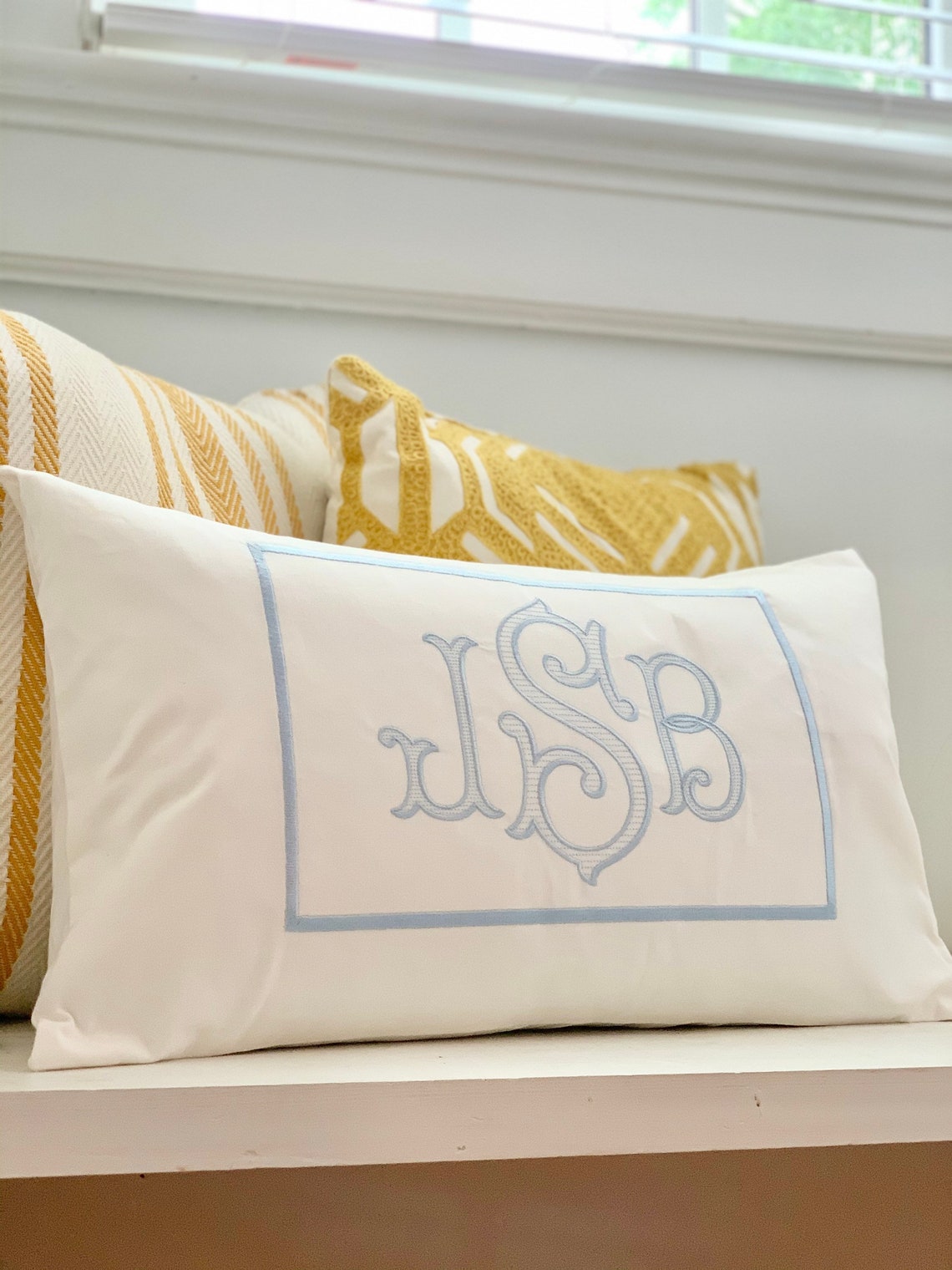 Romanesque 3 Letter Monogrammed Lumbar Accent Inch Pillow - Etsy