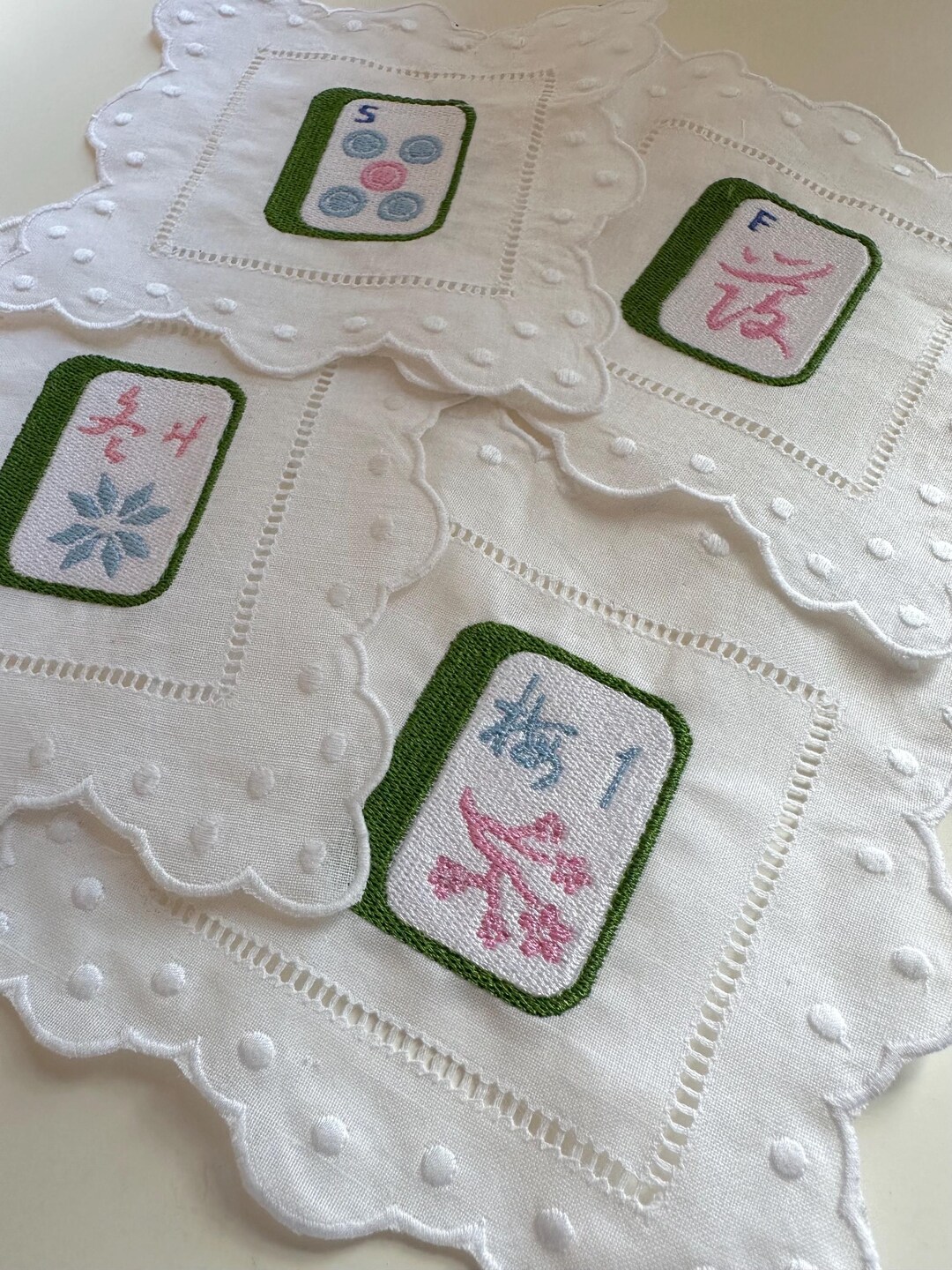 Mahjong Cocktail Napkins With Adorn Tiles set of 4 - Etsy