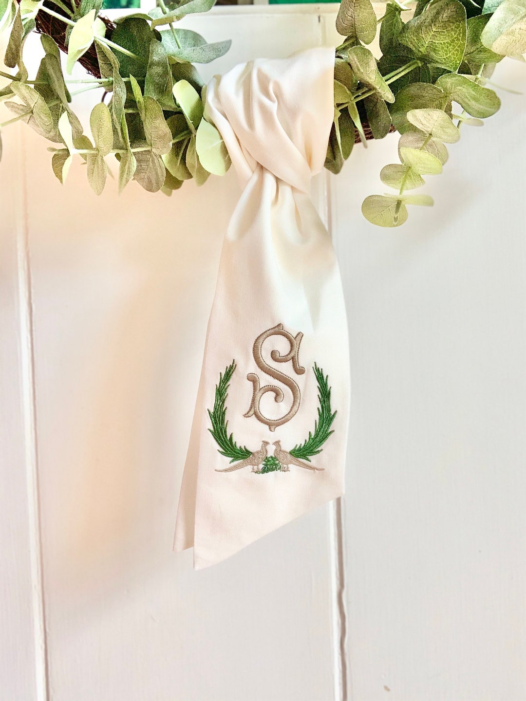 Pheasant Crest With Monogram Door/wedding Sash, Bridesmaid Gift ...