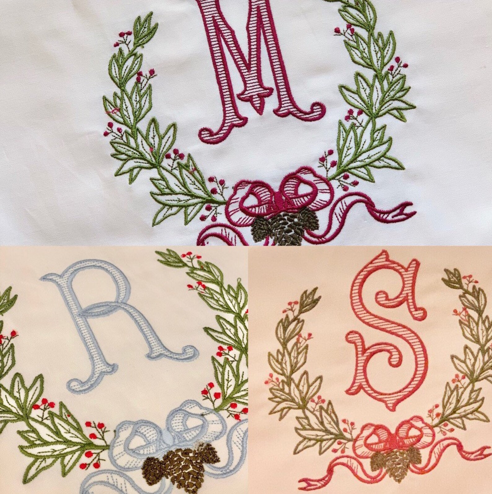 Table Runner With Romanesque Monogram and Holiday Frame Decor ...